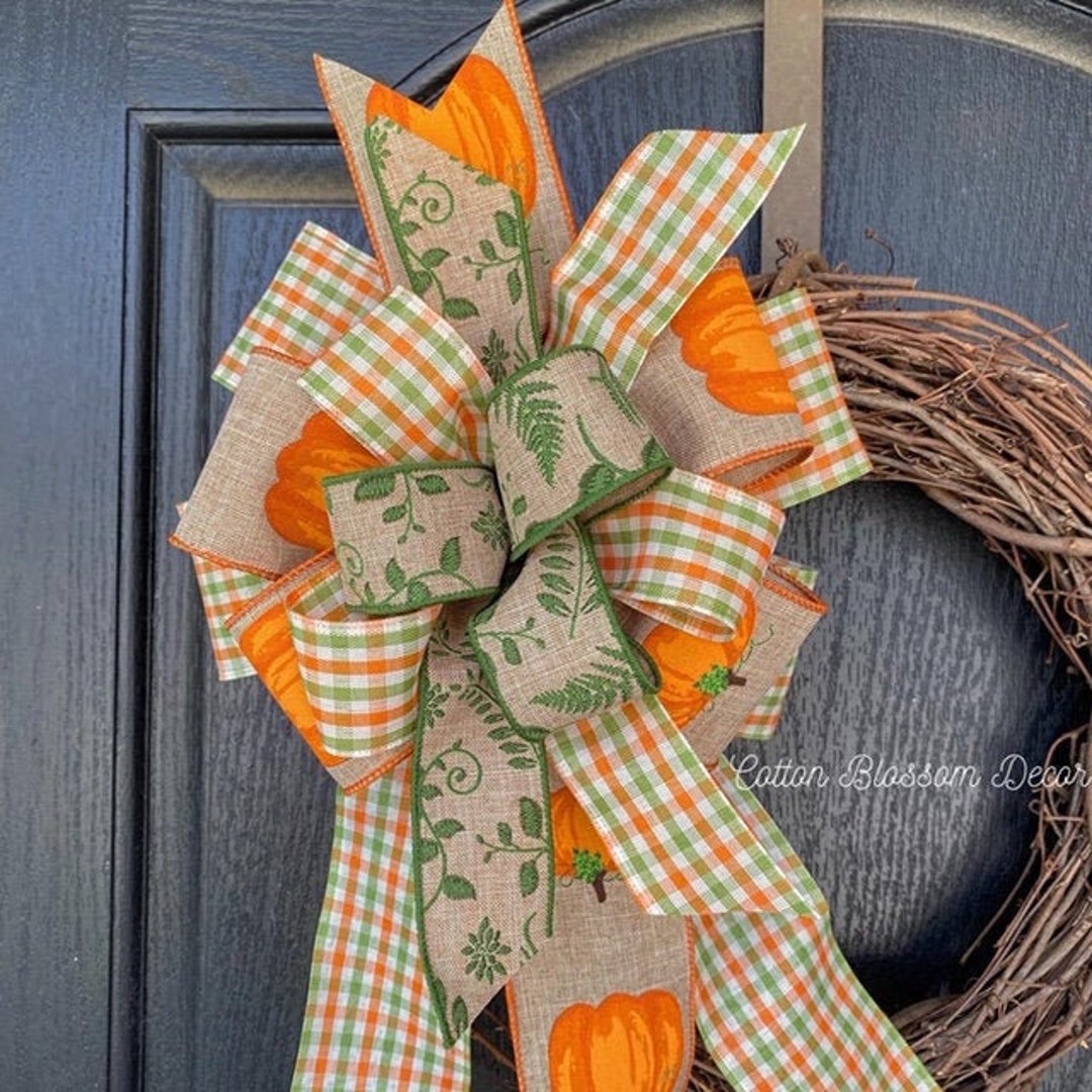 Fall Bow, Wreath Bow, Bow for Wreath, Floral Bow, Autumn Bow, Lantern ...