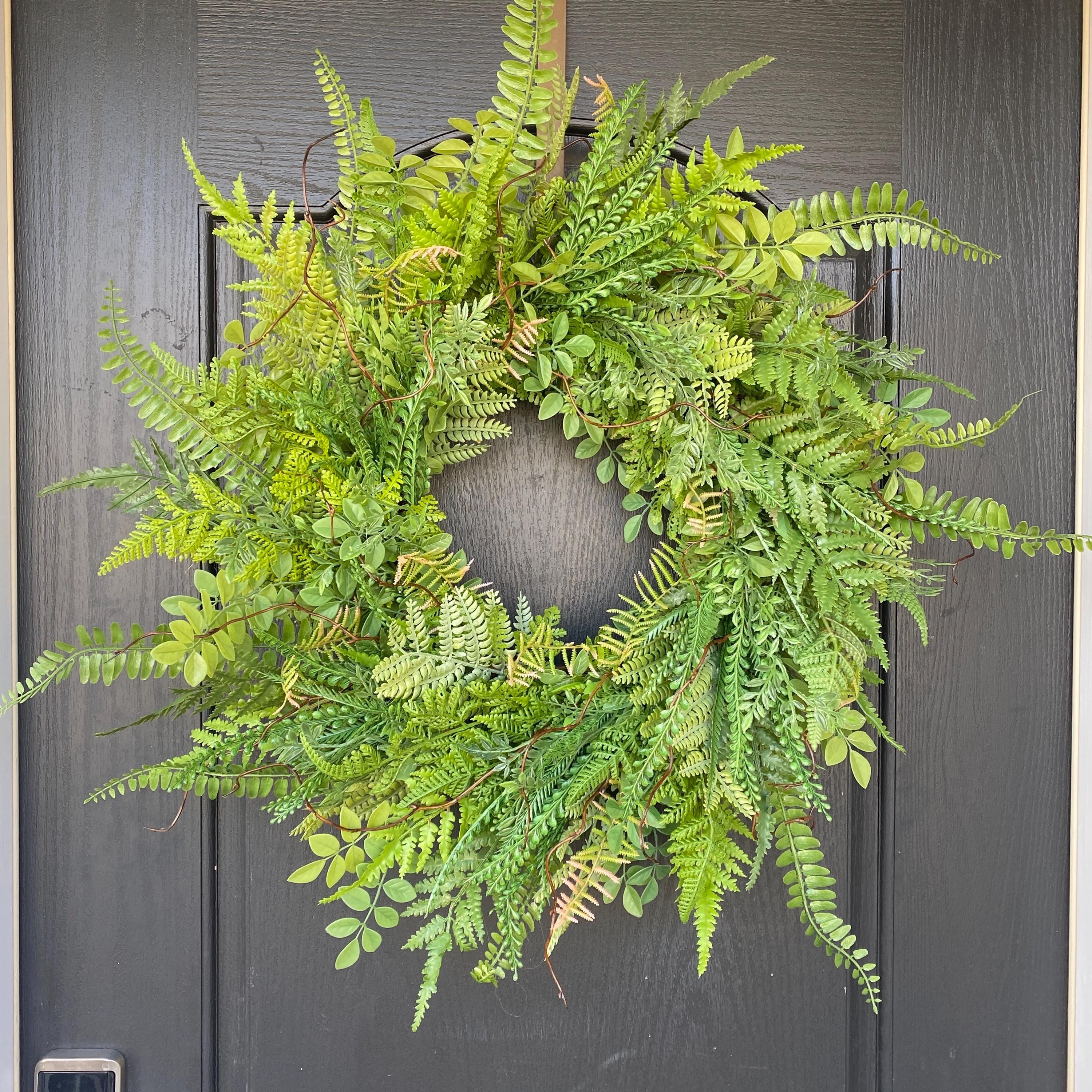 Fern Wreath for Front Door, Year Round Greenery Wreath With Ferns ...