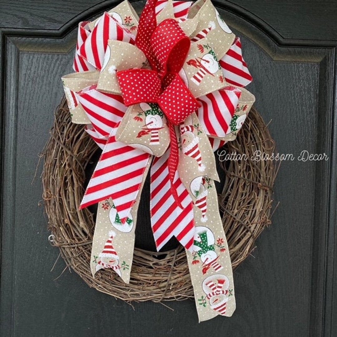 Christmas Bow, Farmhouse Bow, Holiday Bow, Winter Bow, Bow, Bow for ...