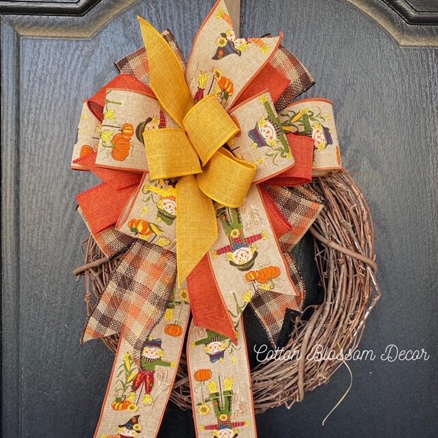 Fall Bow, Wreath Bow, Bow for Wreath, Floral Bow, Autumn Bow, Lantern ...