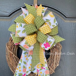 Farmhouse Bow, Spring Wreath Bow, Spring Bow, Wreath Bow, Bow for ...