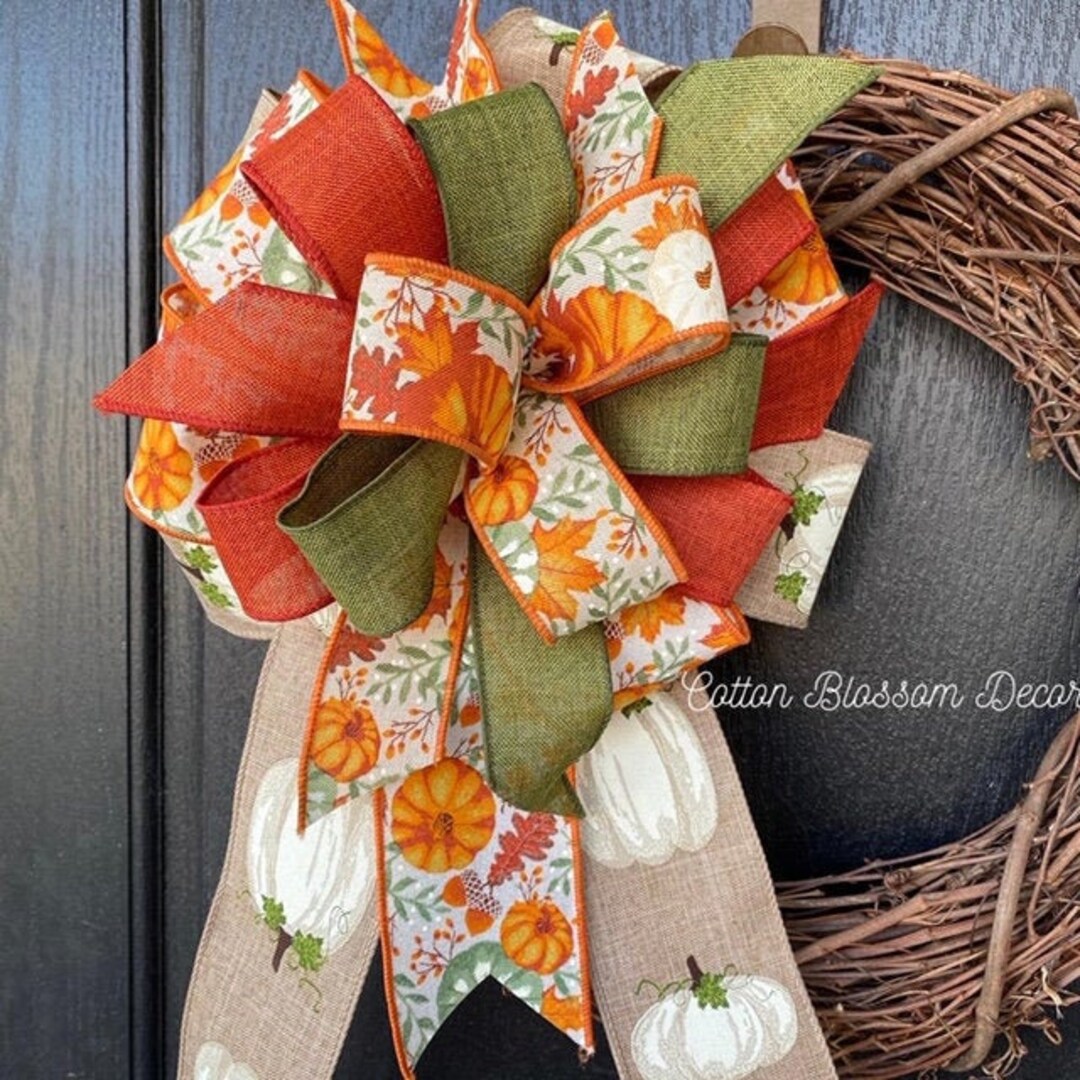 Fall Bow, Wreath Bow, Bow for Wreath, Floral Bow, Autumn Bow, Lantern ...