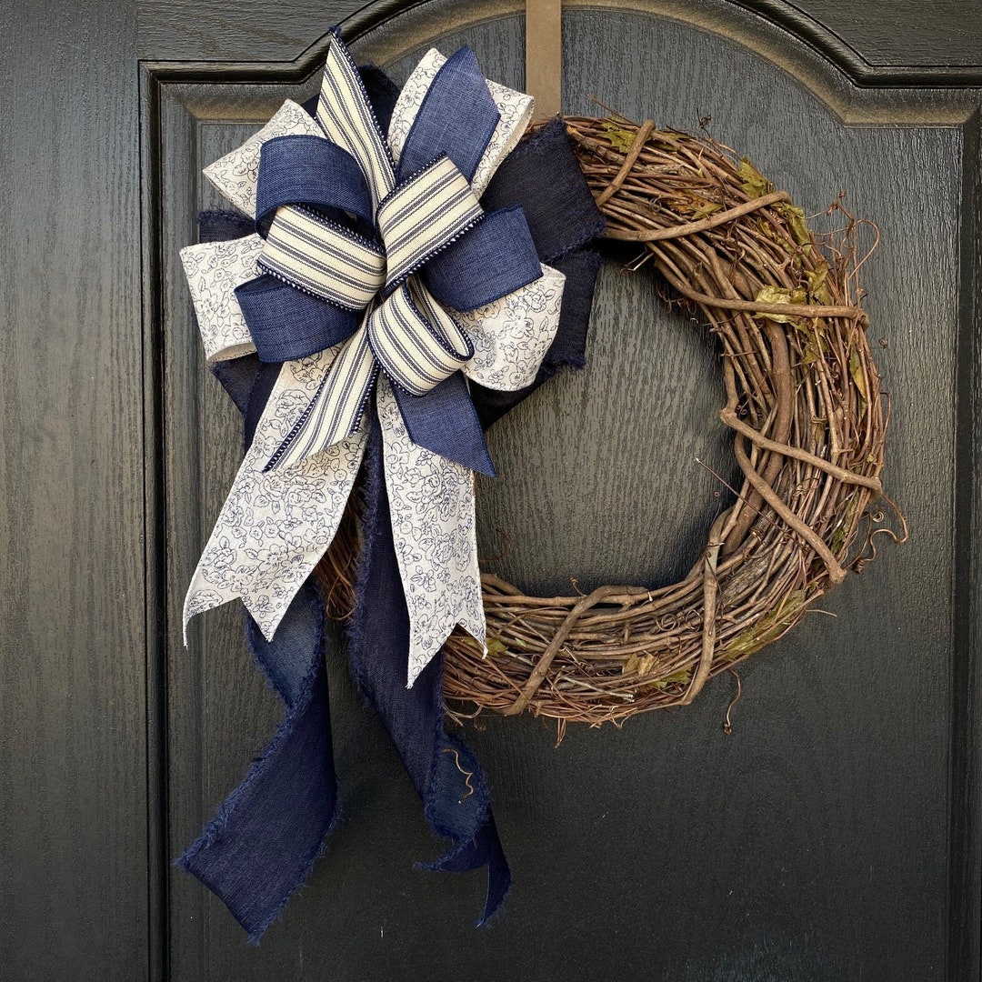 Farmhouse Bow, Boho Bow, Floral Bow, Wreath Bow, Spring, Bow, Farmhouse ...