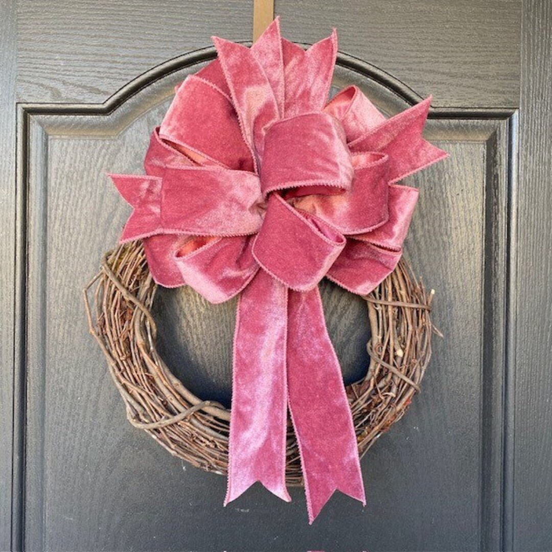 Blush Pink Velvet Bow for Wreath, Large Pink Velvet Lantern Bow, Swag ...
