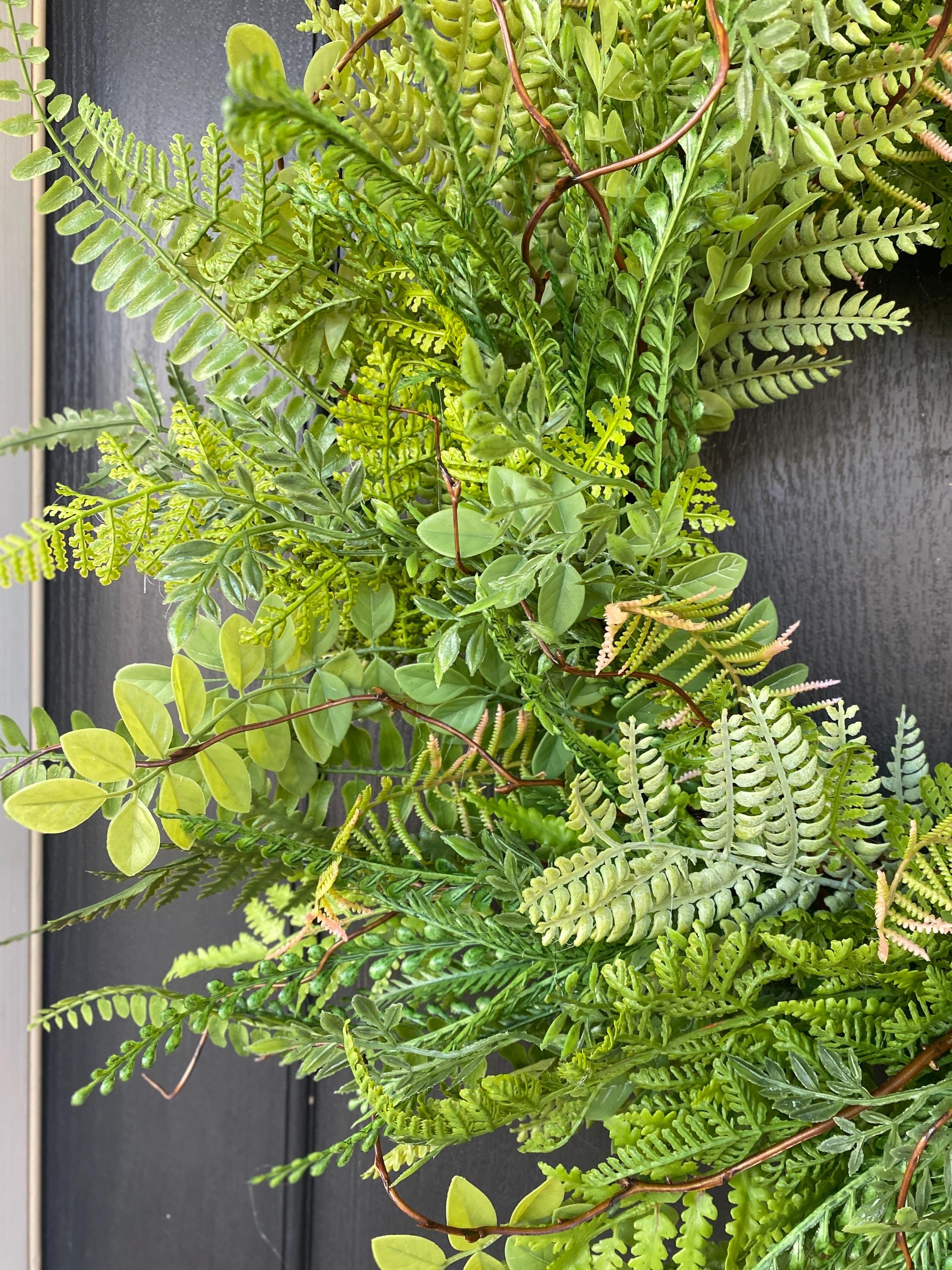 Fern Wreath for Front Door, Year Round Greenery Wreath With Ferns ...