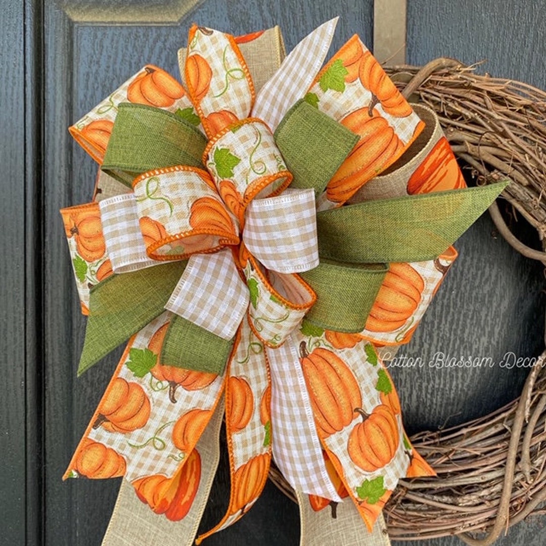 Fall Bow, Wreath Bow, Bow for Wreath, Floral Bow, Autumn Bow, Lantern ...