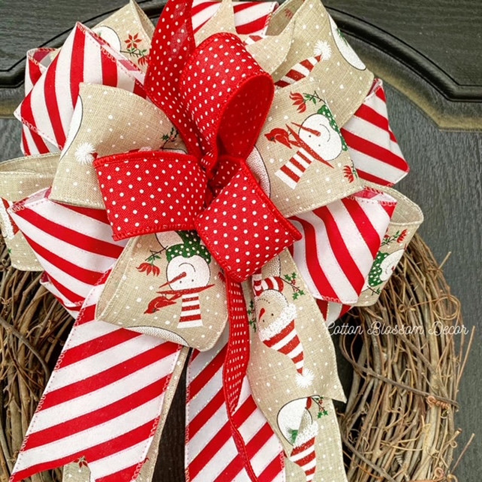 Christmas Bow Farmhouse Bow Holiday Bow Winter Bow Bow - Etsy