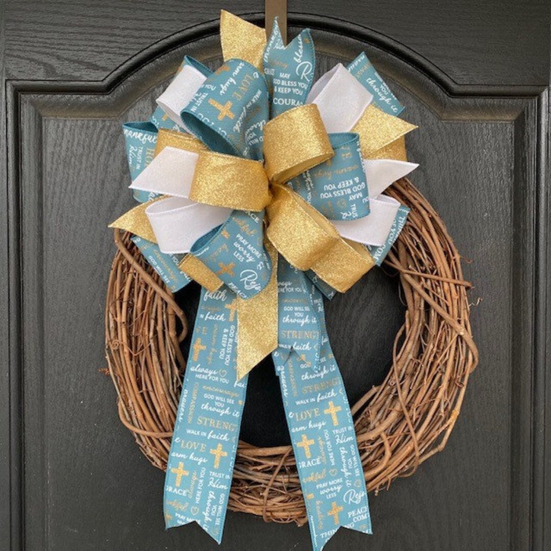 Religious Bow for Wreath, Religious Wreath Bow, Large Wreath Bow ...