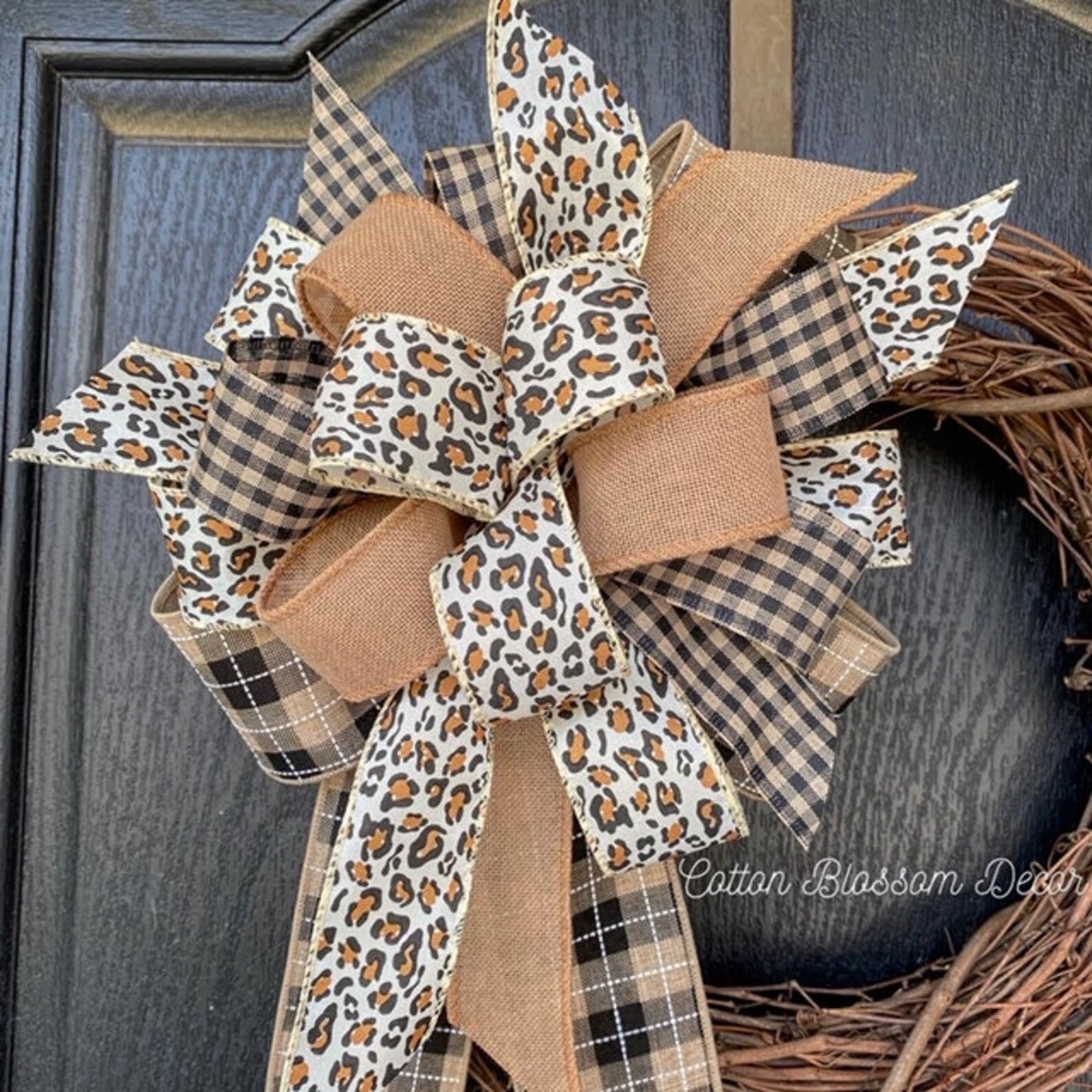 Leopard Bow Leopard Print Ribbon Wreath Bow Bow for Wreath | Etsy
