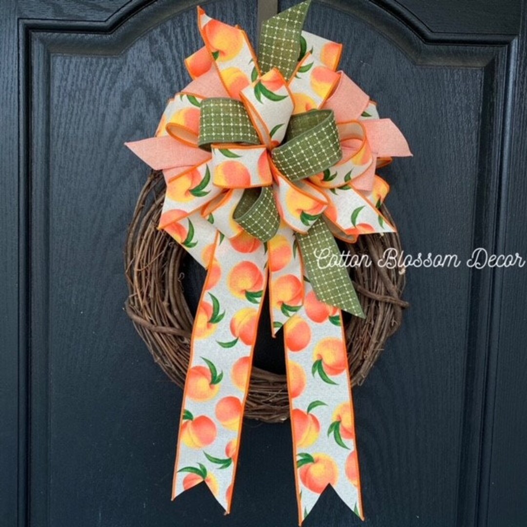 Peach Bow, Spring Bow, Summer Bow, Buffalo Check Bow, Gingham ...