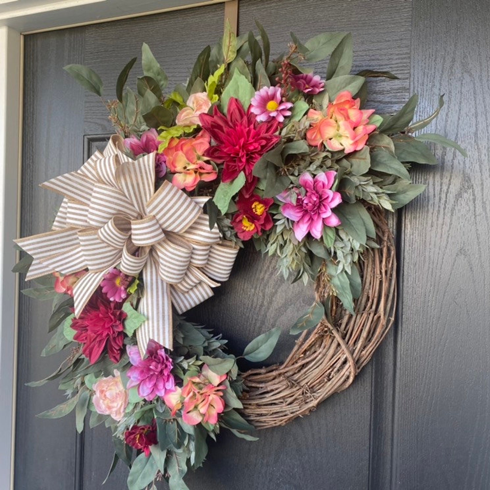Farmhouse Wreath, Spring Wreath, Summer Wreath, Floral Wreath ...
