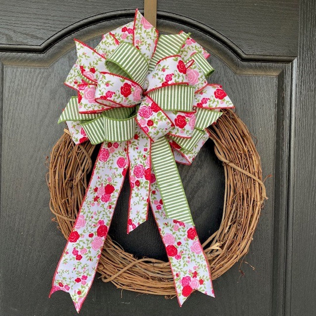 Farmhouse Bow, Boho Bow, Floral Bow, Wreath Bow, Spring, Bow, Farmhouse ...