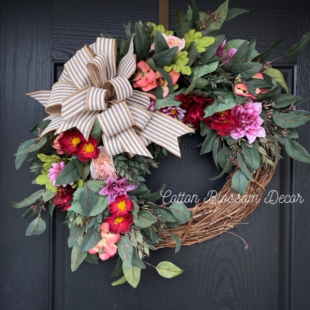 Farmhouse Wreath, Spring Wreath, Summer Wreath, Floral Wreath ...
