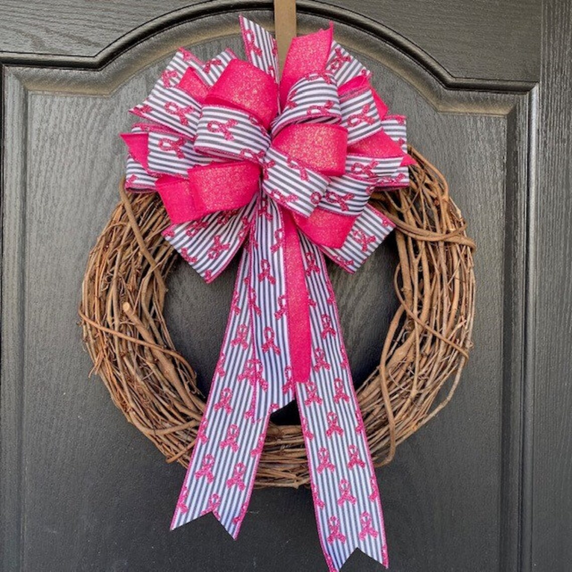 Breast Cancer Ribbon Bow Pink Breast Cancer Ribbon Breast - Etsy