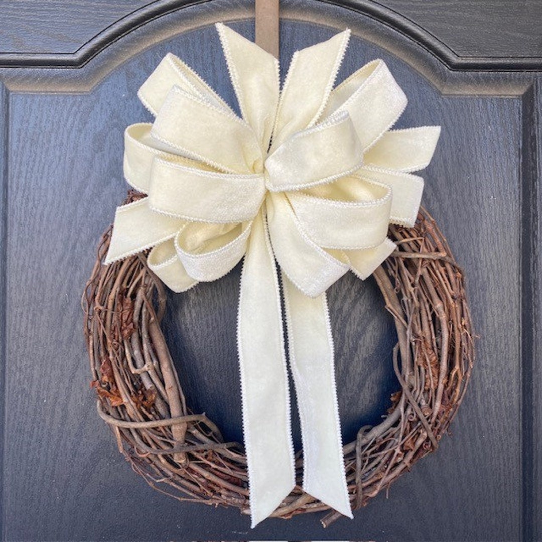 Cream Velvet Bow for Wreath, Large Deluxe Velvet Lantern Bow, Swag Bow ...