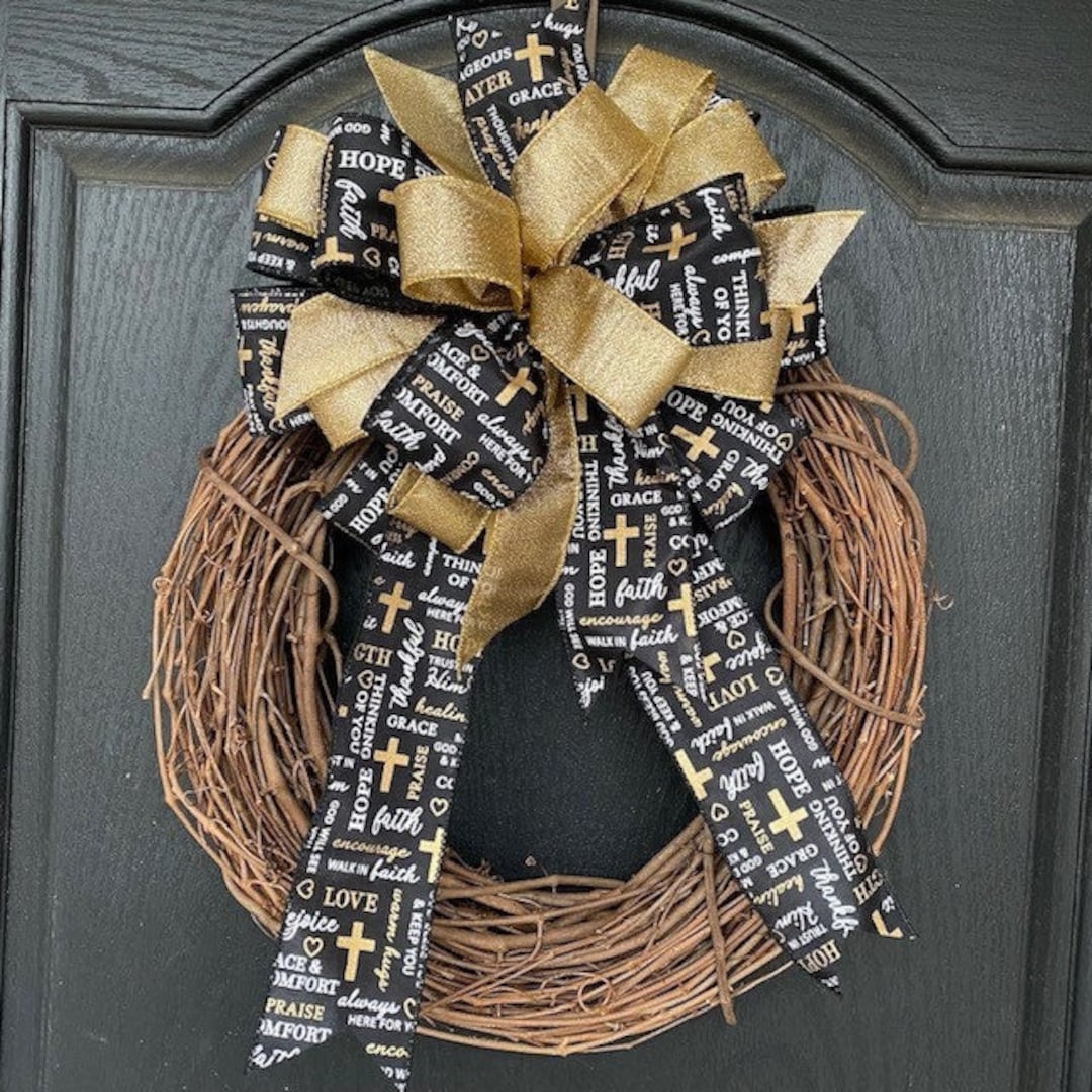Religious Bow for Wreath, Religious Wreath Bow, Large Wreath Bow ...