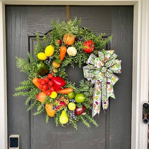 Summer Garden Wreath With Lemons, Garden Harvest Wreath With Fruit ...