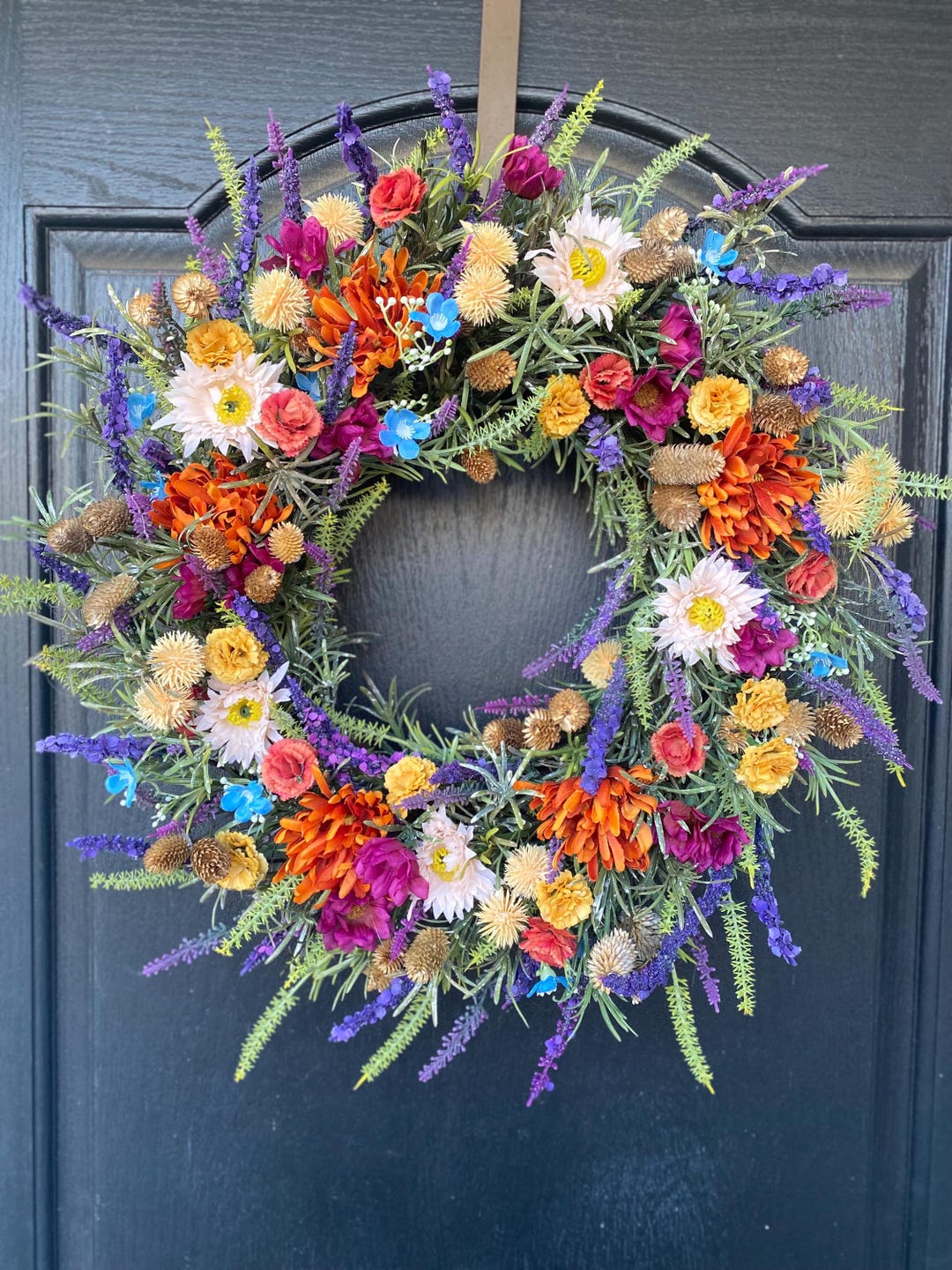 Wildflower Boho Wreath for Front Door, Autumn Floral Wreath With ...
