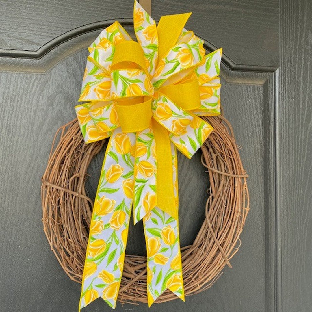 Farmhouse Bow, Boho Bow, Floral Bow, Wreath Bow, Spring, Bow, Farmhouse ...