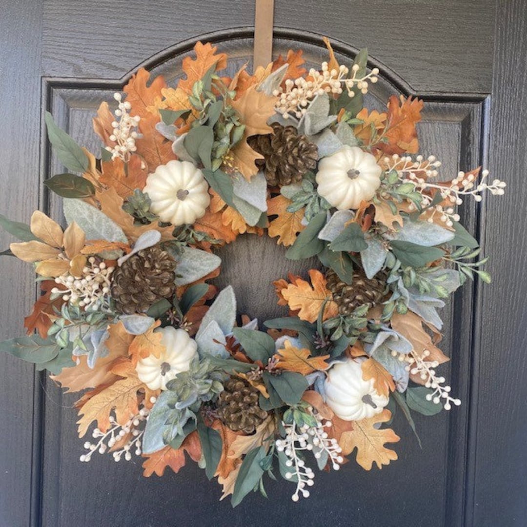 Neutral Fall Wreath for Front Door, Neutral Autumn Wreath for Front ...