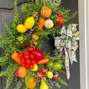 Summer Garden Wreath With Lemons, Garden Harvest Wreath With Fruit ...