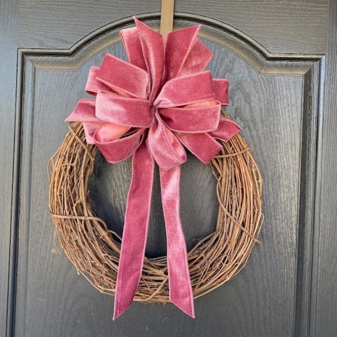 Blush Pink Velvet Bow for Wreath, Velvet Lantern Bow, Swag Bow, Mailbox ...