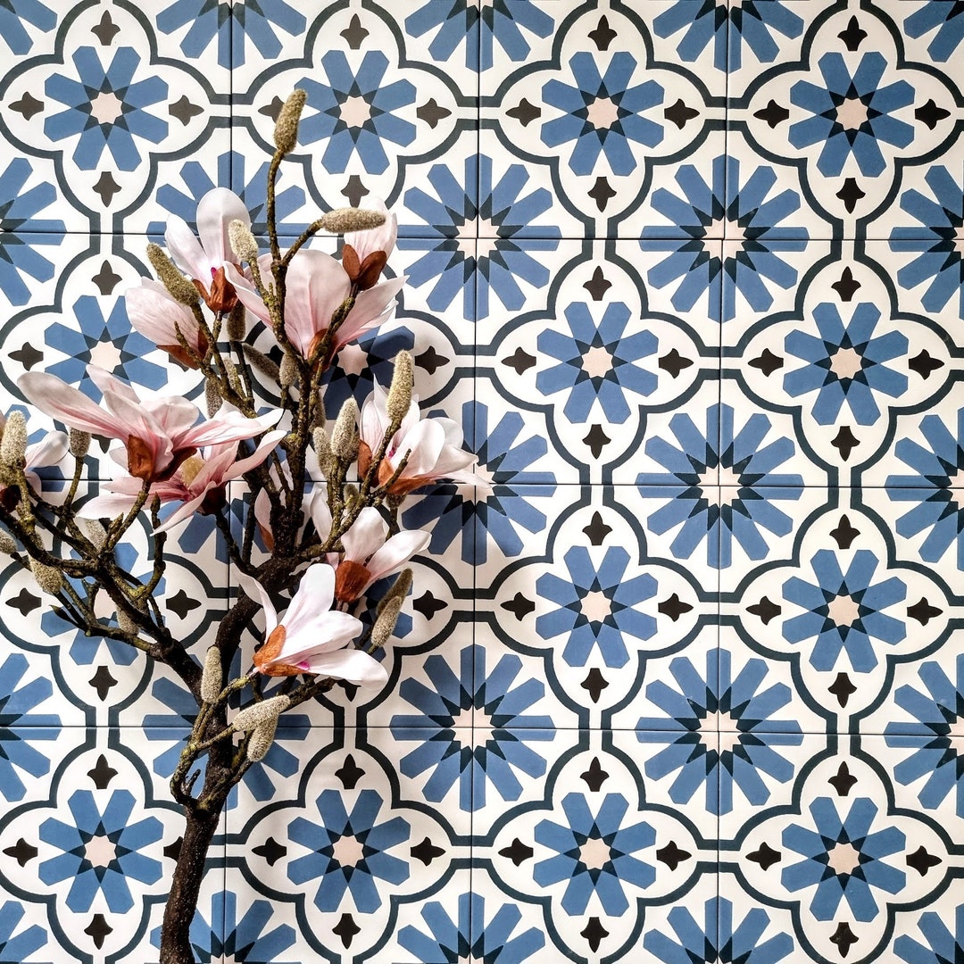 Full Tile Sample: Clarence House Azul Blue Victorian Moroccan Patterned ...