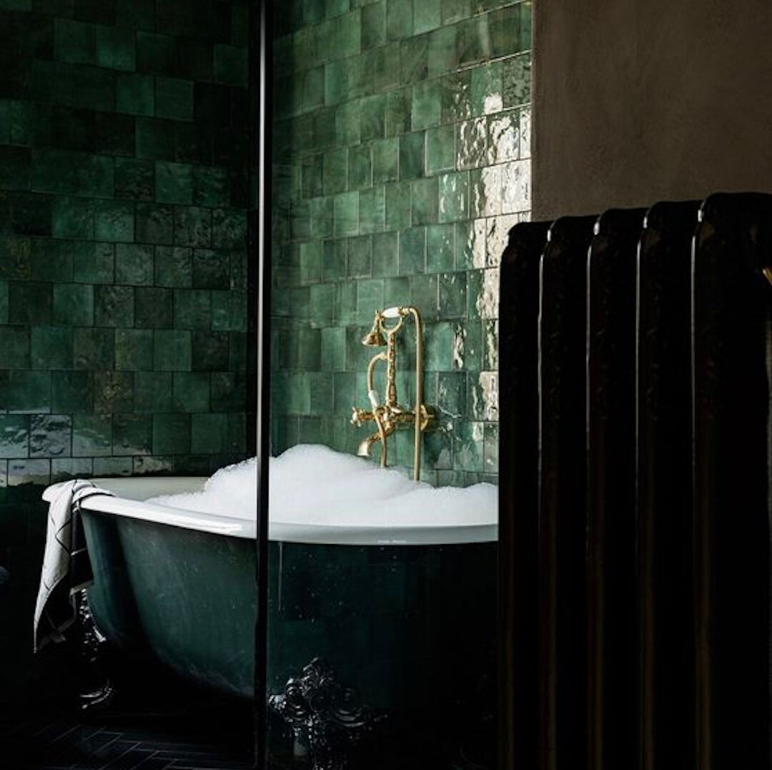 FULL TILE SAMPLE: Zellij Square Gloss Green Moroccan Wall Tiles 13.2 X ...