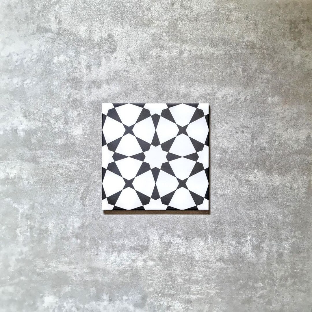 Full Tile Sample: Agadir Star Black White Anti Slip Moroccan - Etsy