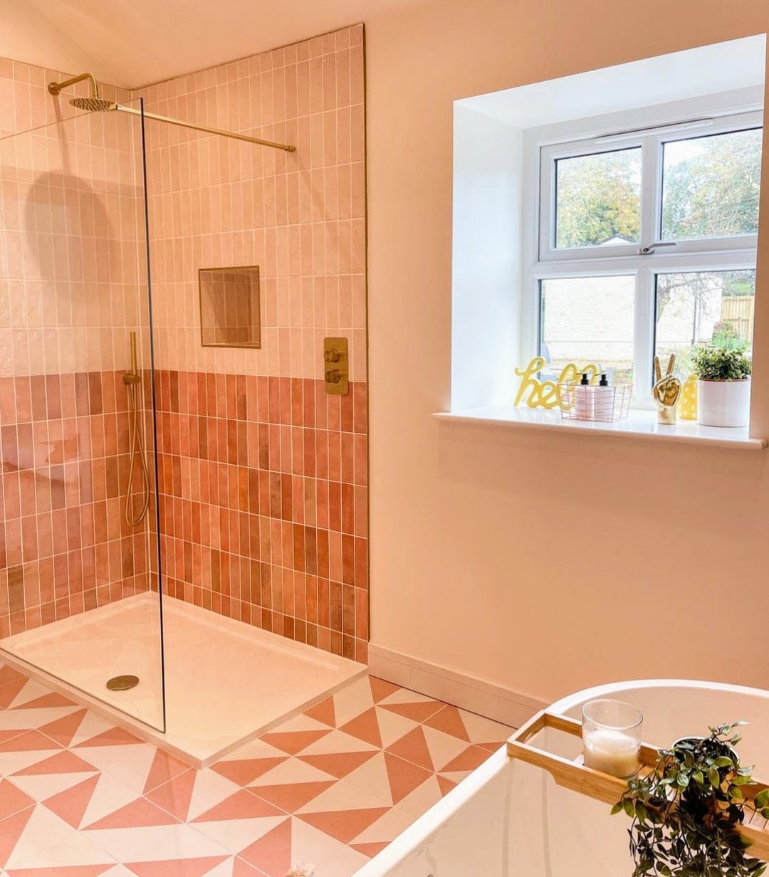 Magic Triangle Pink Moroccan Patterned Porcelain Wall & Floor Tile ...
