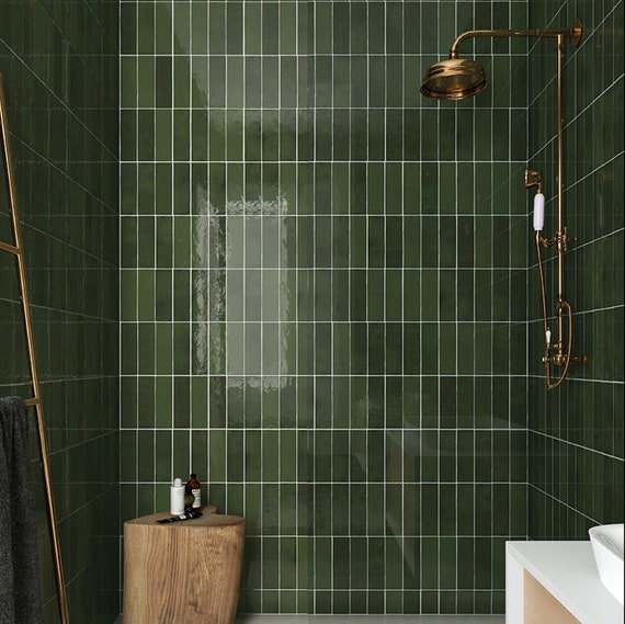 FULL TILE SAMPLE: Zellige Botanical Green Moroccan Wall Tiles | Etsy