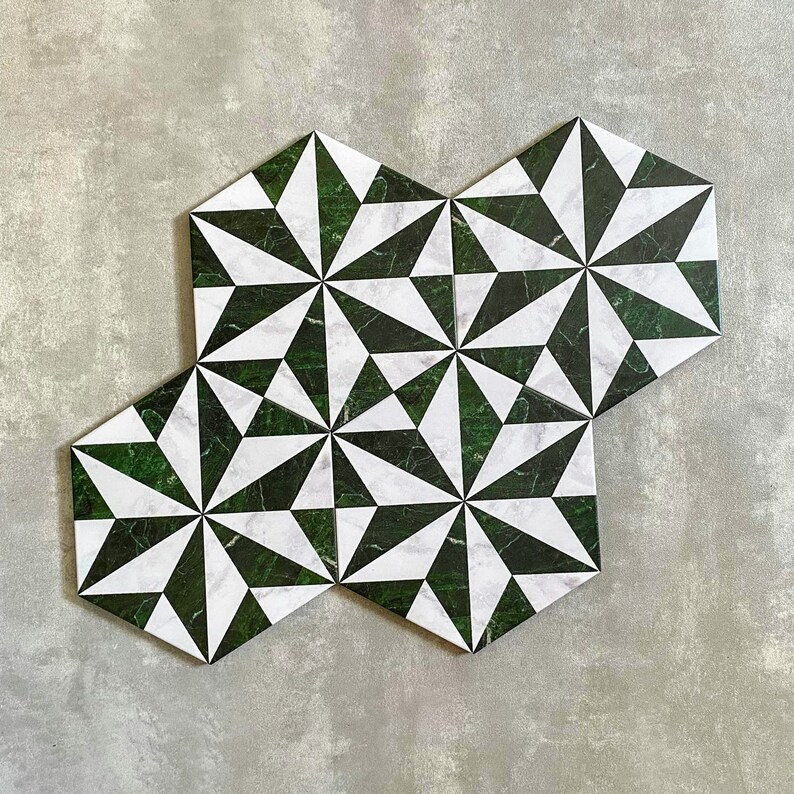 Tile Sample: Plaza Emerald Green Marble Style Hexagon - Etsy UK