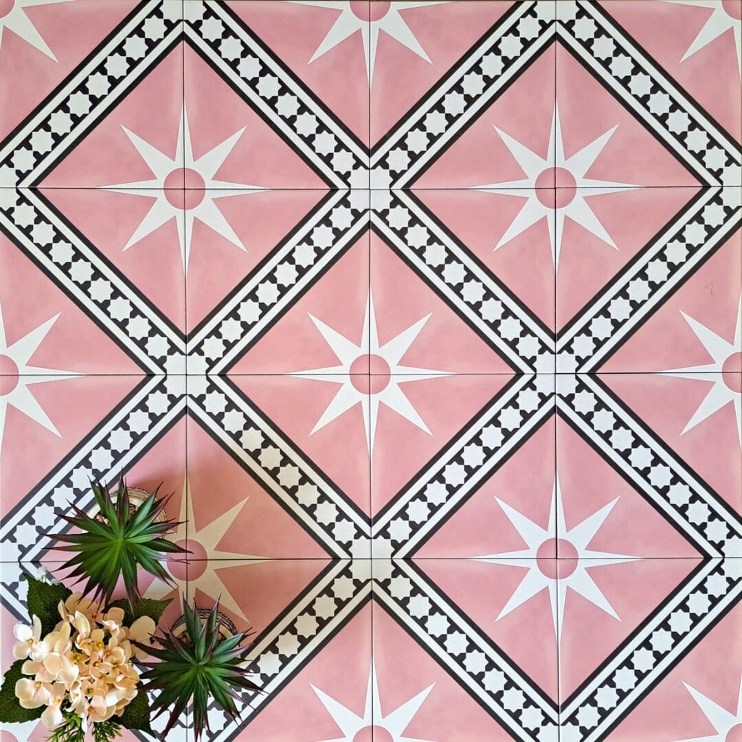Full Tile Sample: Galata Pink Rose Anti Slip Moroccan Patterned Wall ...