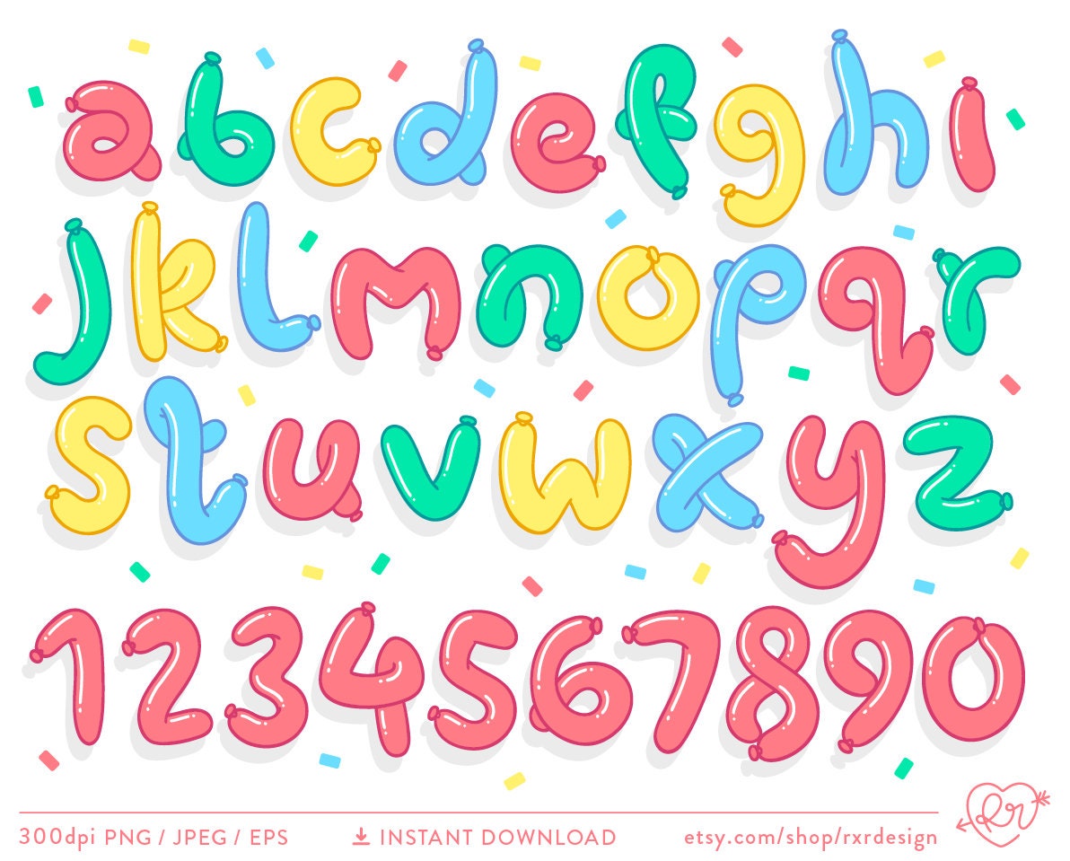 Balloon Animal Clip Art, Balloon Writing, Balloon Numbers, Party ...