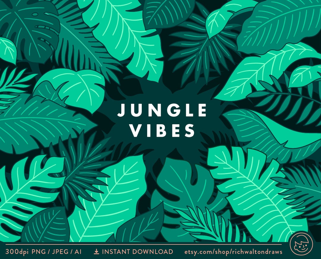 Jungle Clip Art, Leaf Clipart, Tropical Clip Art, Jungle Leaves, Plant ...