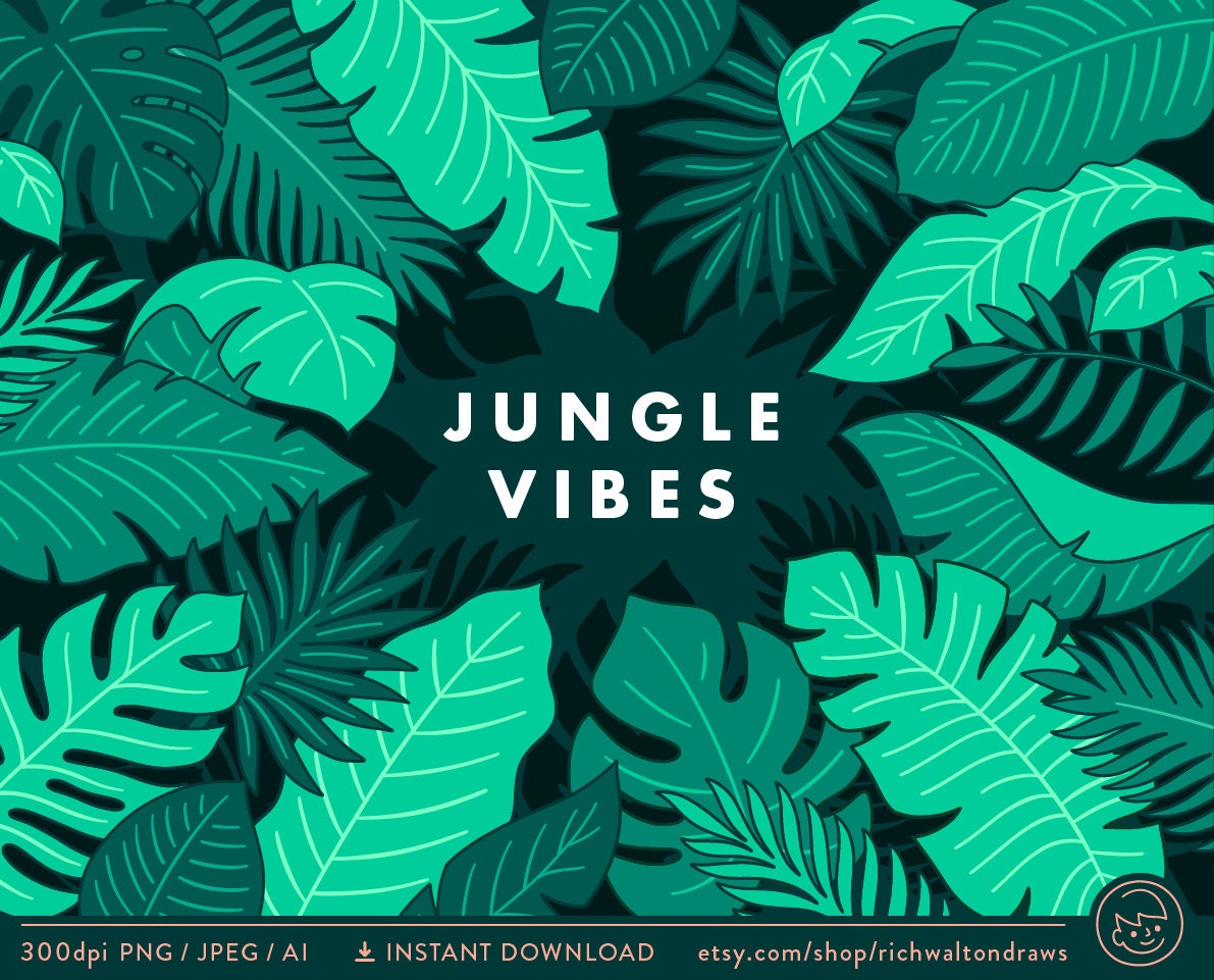 Jungle Clip Art, Leaf Clipart, Tropical Clip Art, Jungle Leaves, Plant ...