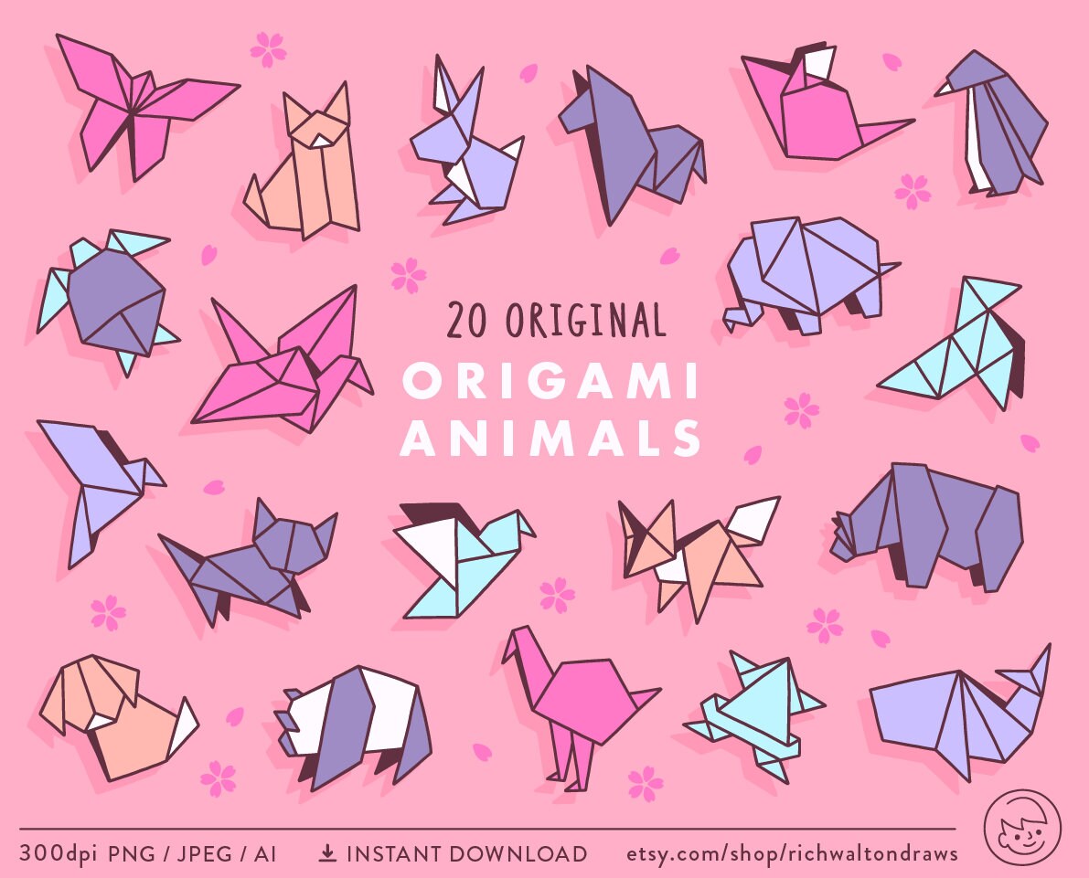 Origami Clip Art, Paper Crane Clipart, Kawaii Clipart, Origami Papers ...