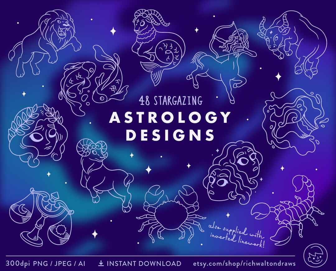 Astrology Clip Art, Star Sign Clipart, Zodiac Clipart, Constellation ...