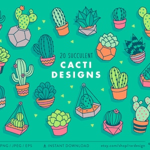 Cactus Clip Art, Cacti Clipart, Succulent Clipart, Terrarium Clipart ...