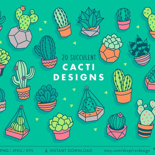 Cactus Clip Art Cacti Clipart Succulent Clipart Terrarium | Etsy