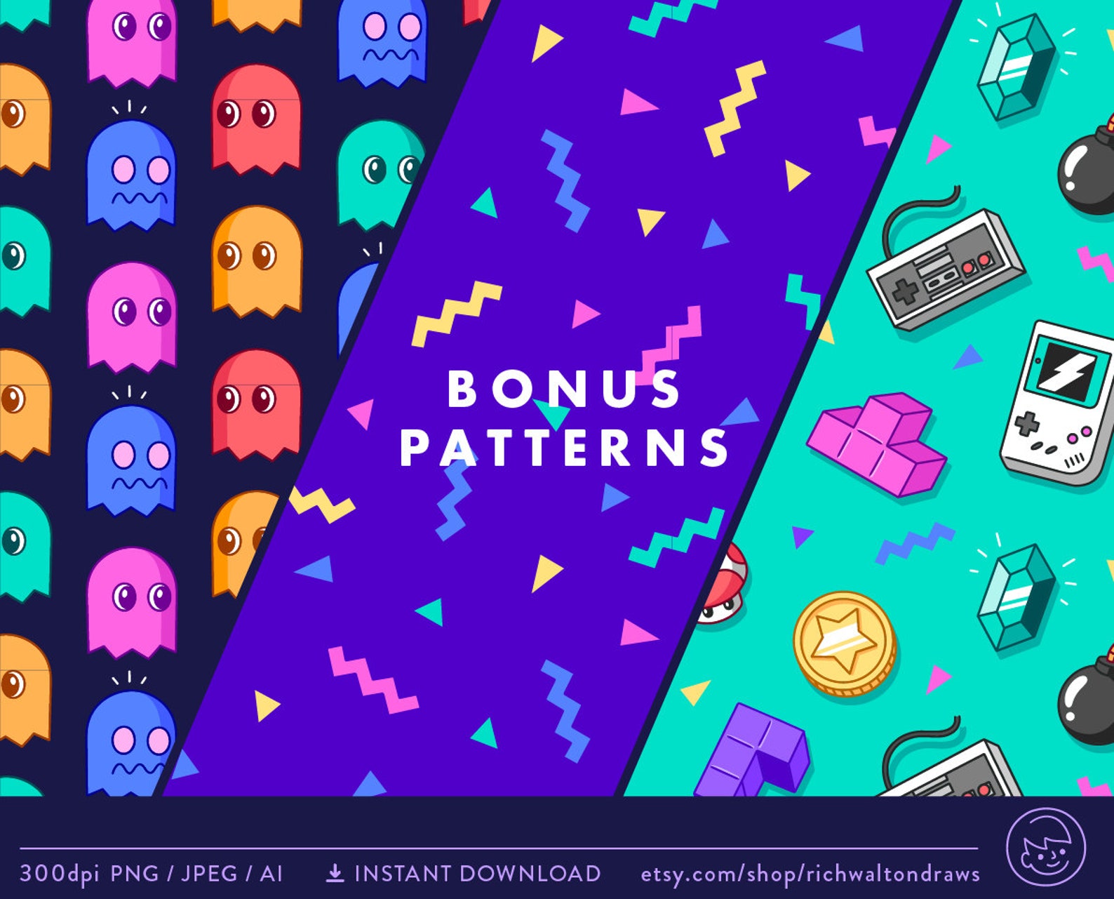 Retro Arcade Clip Art, Retro Gaming Clipart, Video Game Clip Art ...