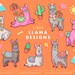 Llama Clip Art, Alpaca Clipart, Cute Clipart, Llama Illustration ...