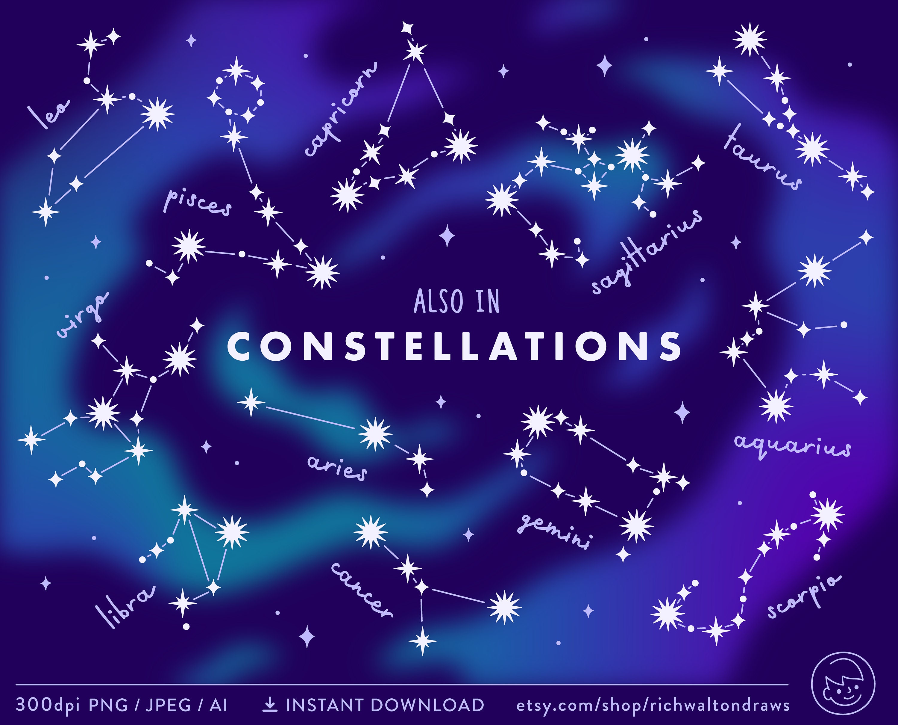 Astrology Clip Art, Star Sign Clipart, Zodiac Clipart, Constellation ...