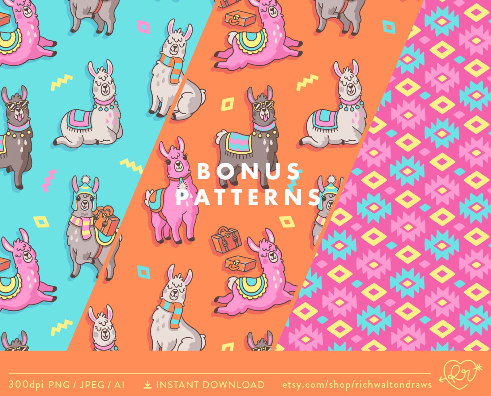 Llama Clip Art, Alpaca Clipart, Cute Clipart, Llama Illustration ...