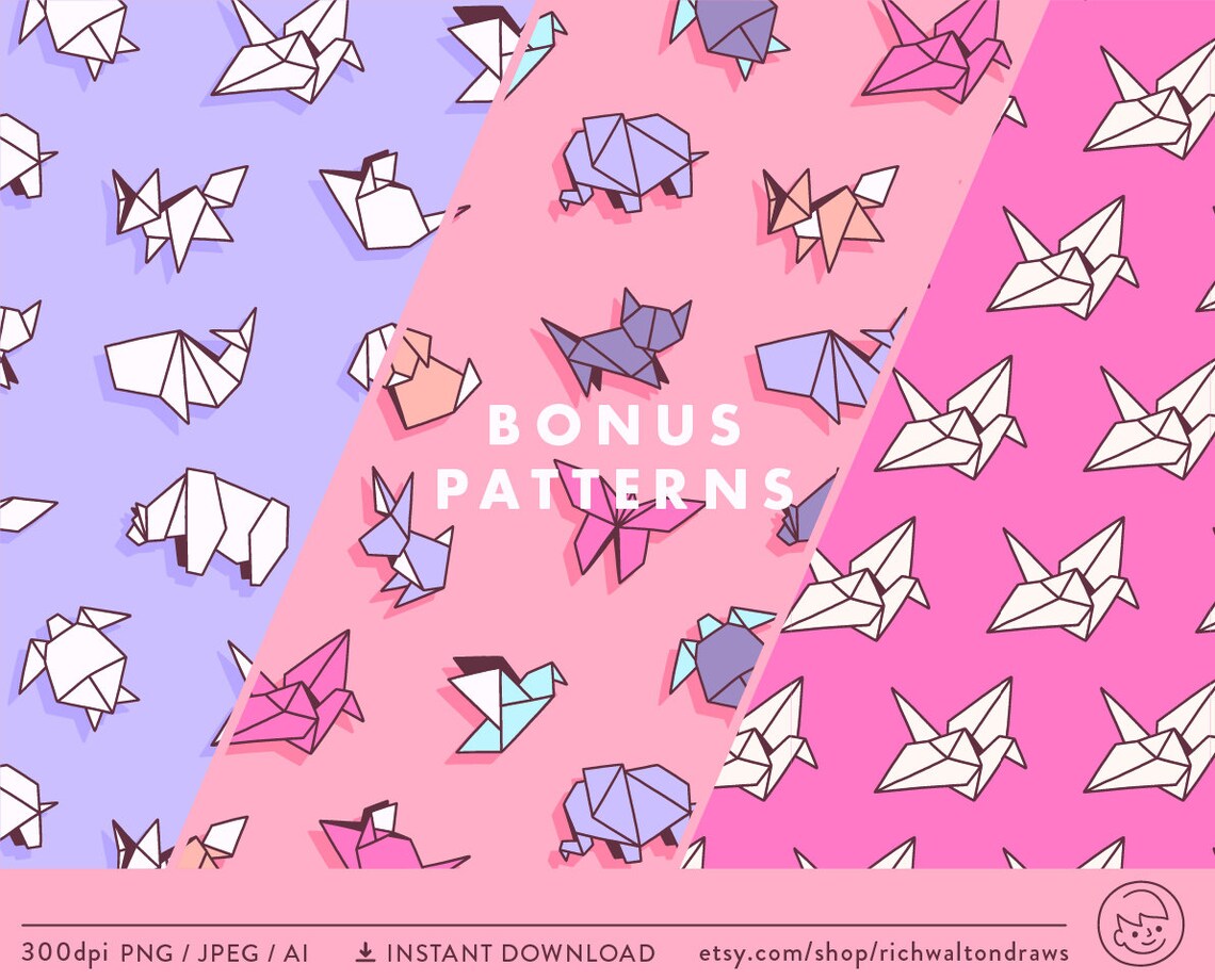 Origami Clip Art, Paper Crane Clipart, Kawaii Clipart, Origami Papers ...