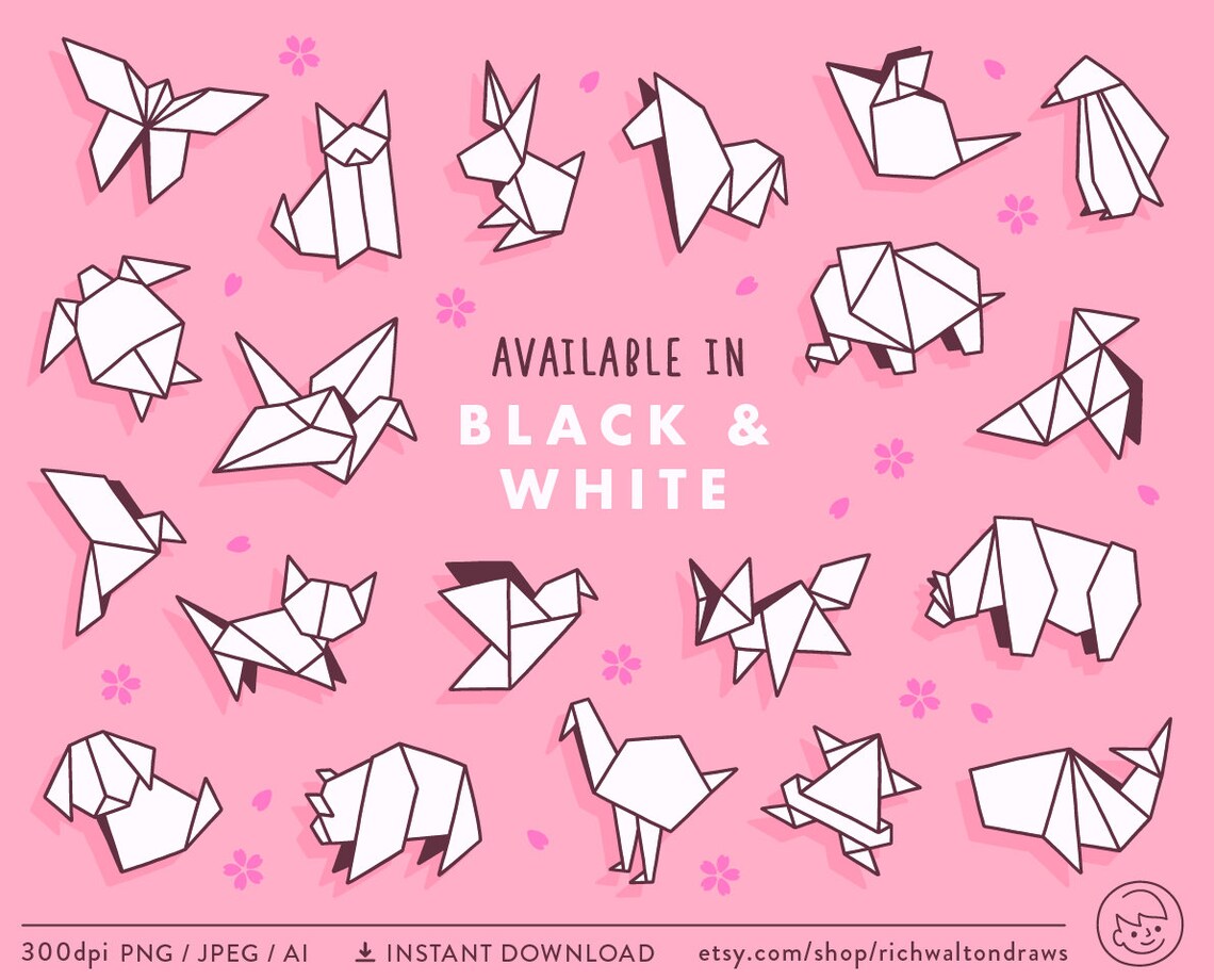 Origami Clip Art, Paper Crane Clipart, Kawaii Clipart, Origami Papers ...