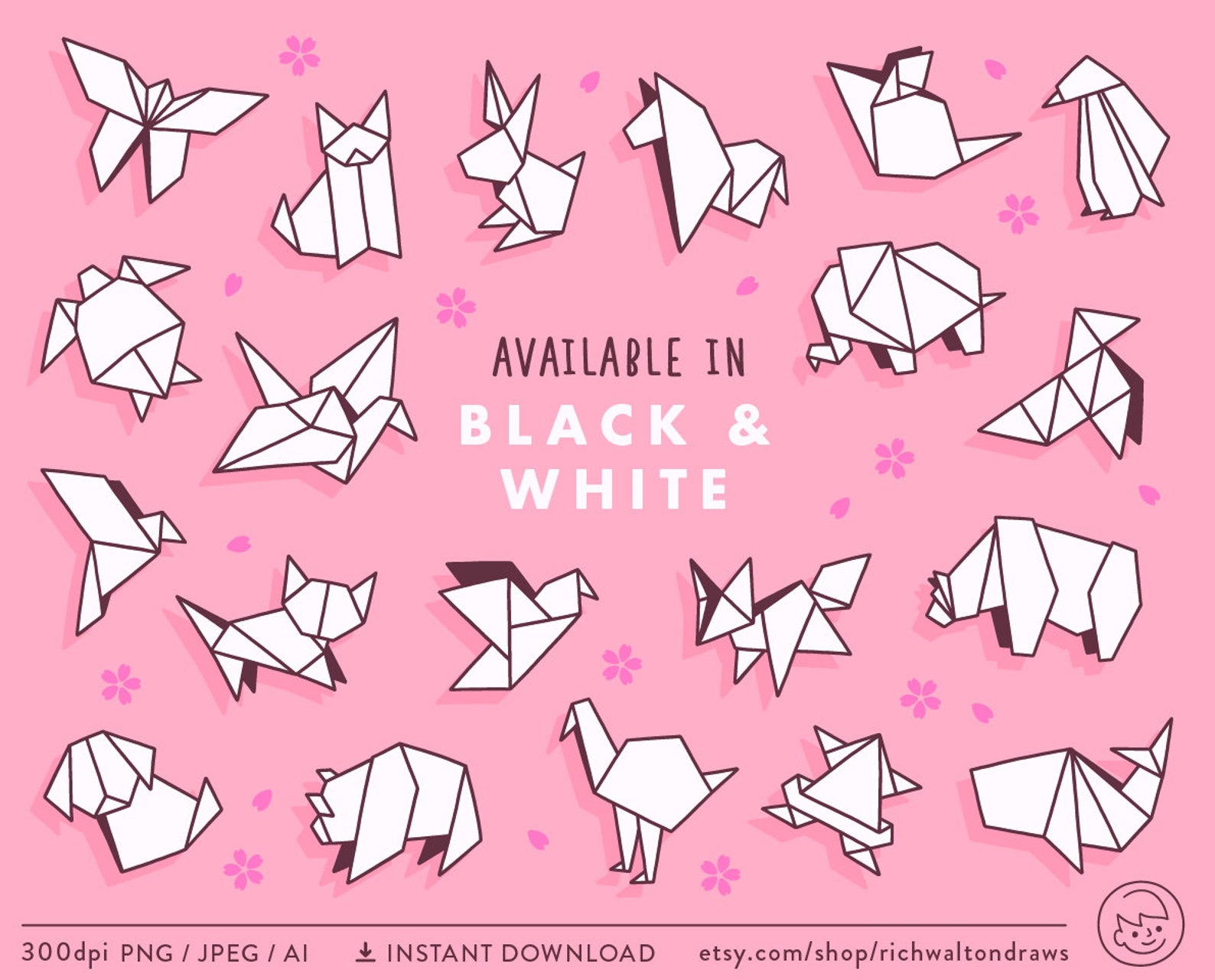 Origami Clip Art, Paper Crane Clipart, Kawaii Clipart, Origami Papers ...
