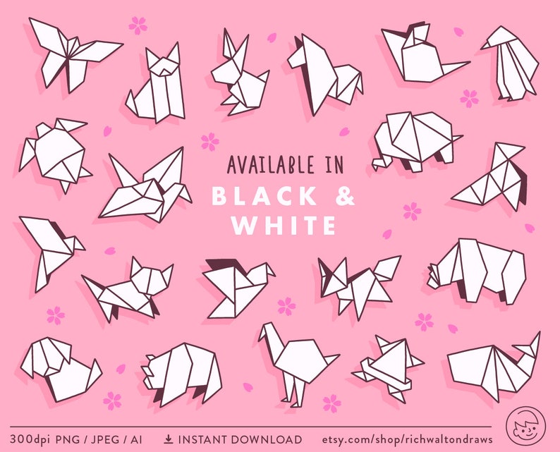 Origami Clip Art, Paper Crane Clipart, Kawaii Clipart, Origami Papers ...