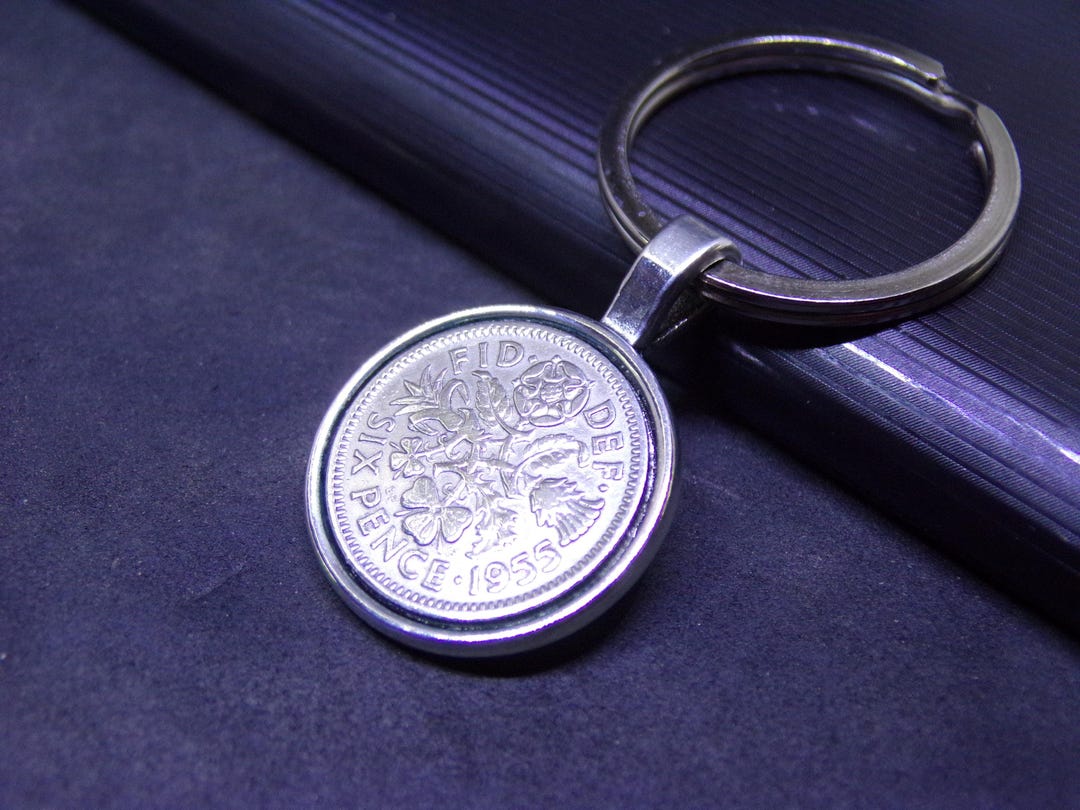 70th Birthday Gift 1955 Lucky Sixpence Coin Keyring Key Ring - Etsy UK