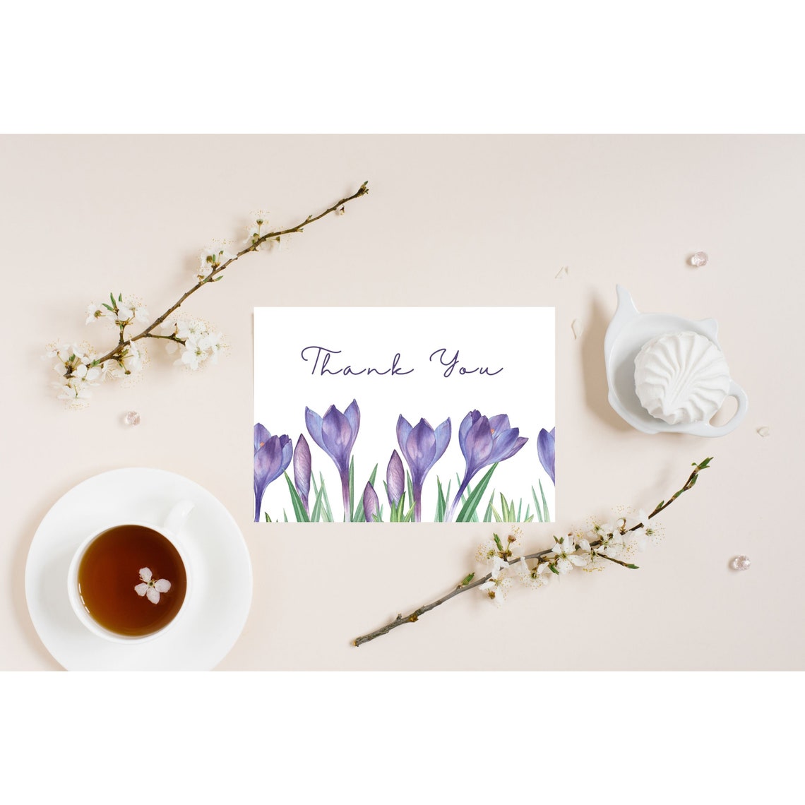 Printable Thank You Card Digital Thank You Card Lilac Flower Thank You Card Instant Download ...